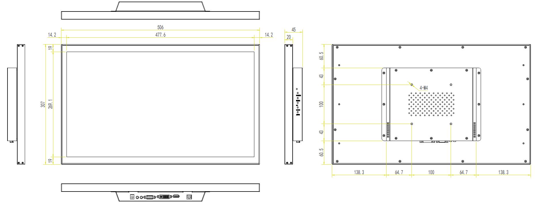Industrial LCD Monitor 21.5 inch Capacitive
