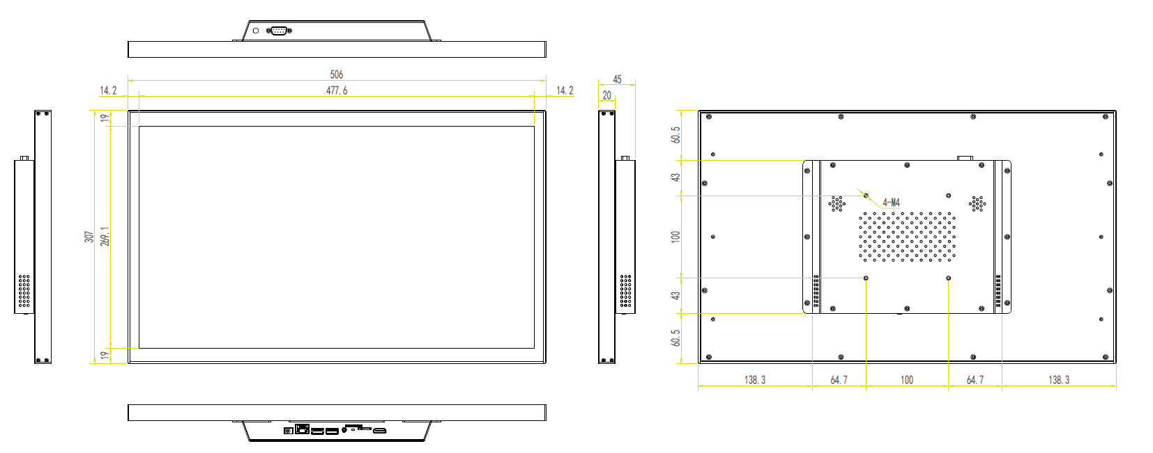 LCD Panels 21.5 inch Advertising Display Smart Touch Screen Monitor